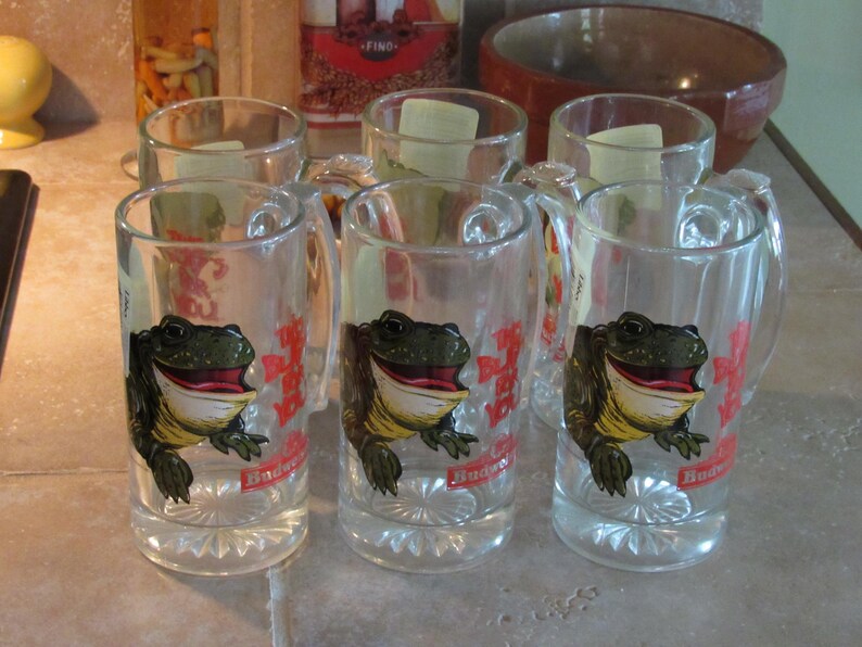 Six Budweiser Frog Mugs - Etsy