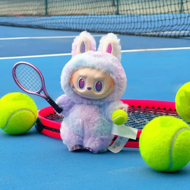 Summer Labubu Tennis Doll – Kawaii Plush Figure With Mini Racket & Ball ...