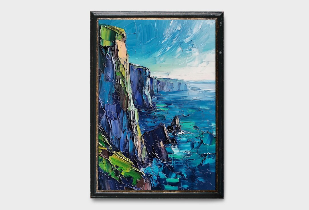 Ocean Cliffside Painting, Cliffside Acrylic Painting, Ocean Oil ...