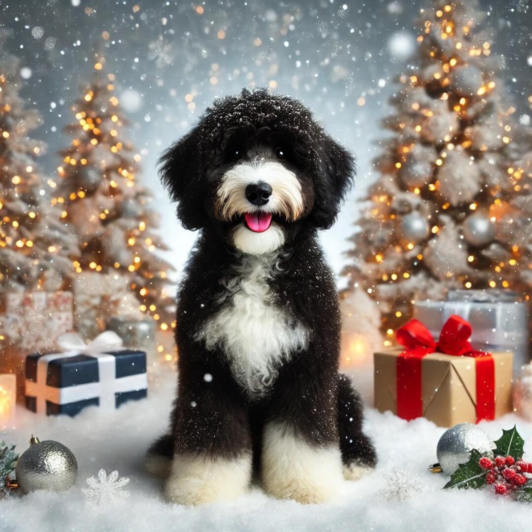 Personalized Dog Christmas Photo: Holiday Digital Portrait (digital ...