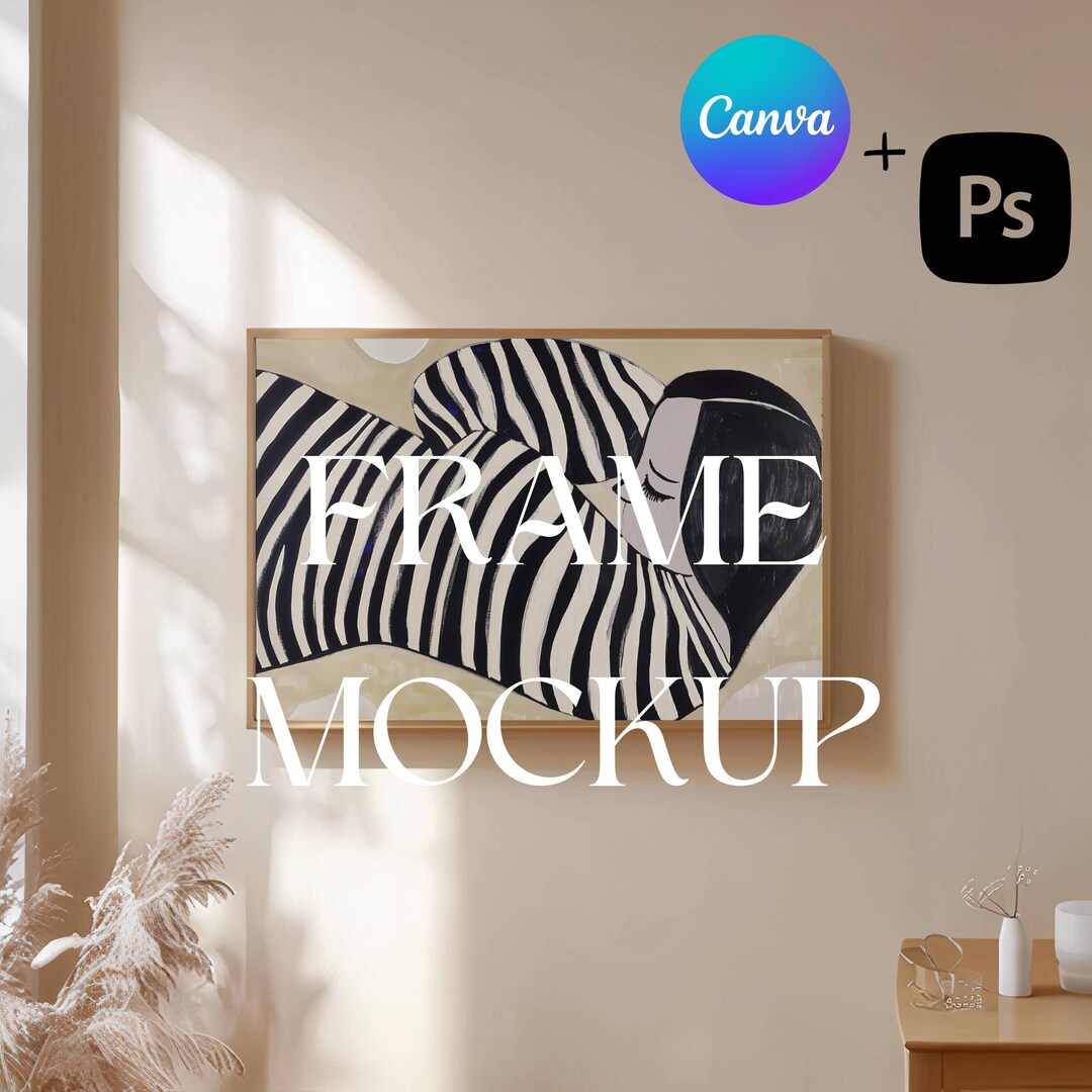 Canva and PSD Horizontal Frame Mockup, Landscape Frame Mockup for Canva ...