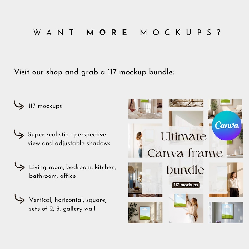 Horizontal Frame Mockup Bundle for Canva: Canva Templates of 10 ...