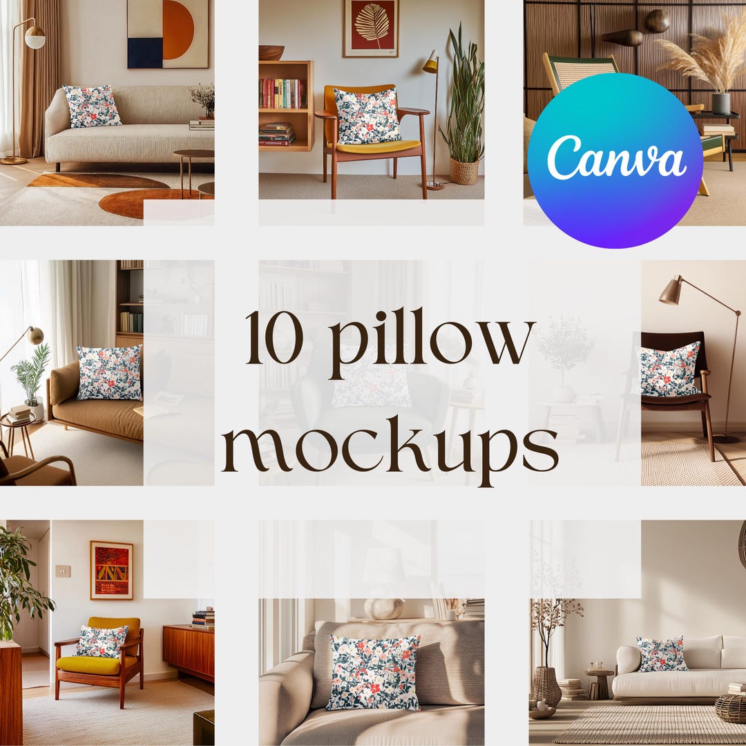 Editable Canva Pillow Mockup Bundle, Set of 10 Canva Drag and Drop ...