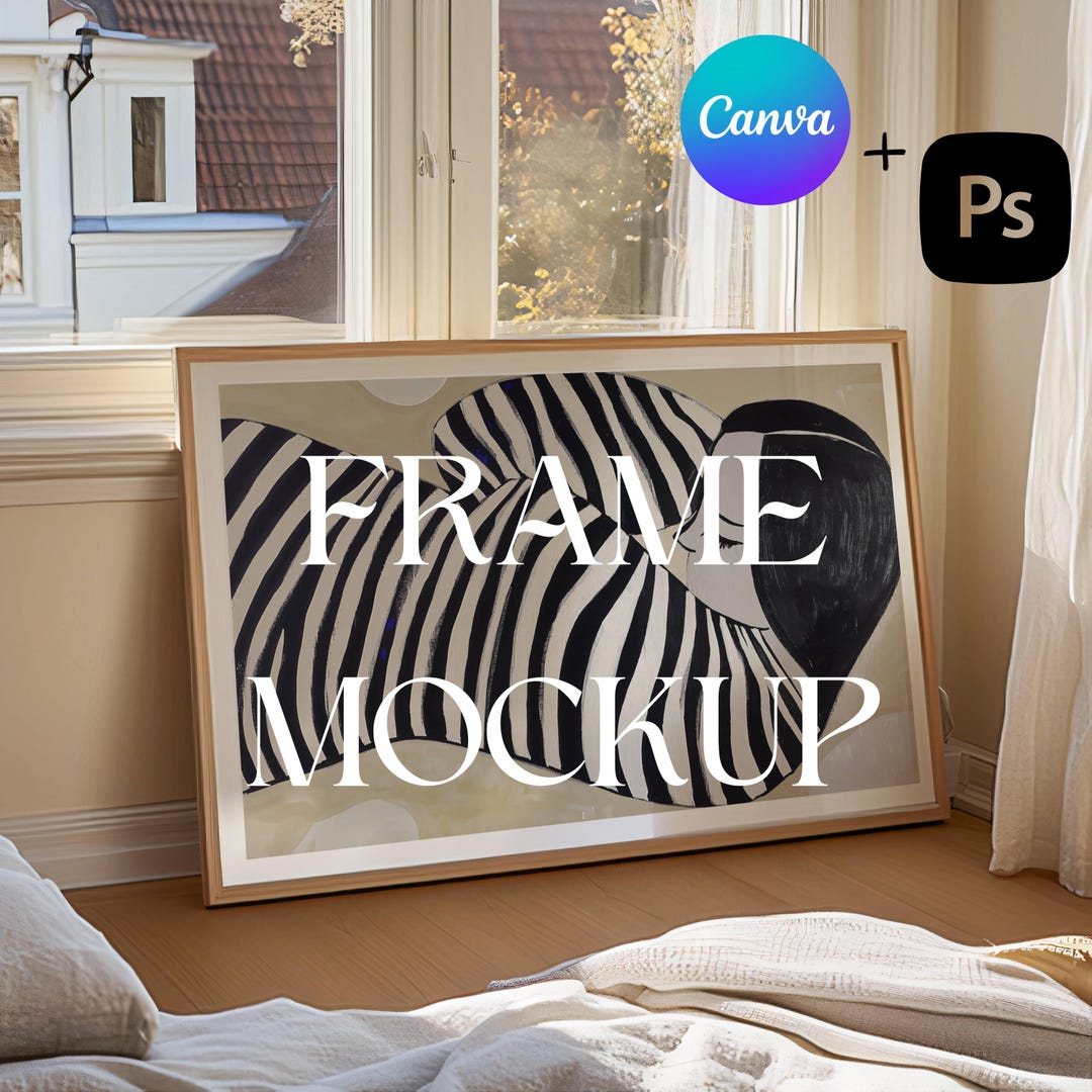 Horizontal Canva and Psd Frame Mockup, Canva Poster Mockup, Smart Layer ...