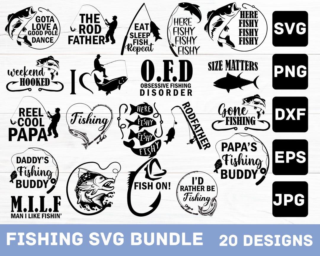 Fishing Svg Bundle Cricut Cut Files Free Commercial Use Fishing Png ...