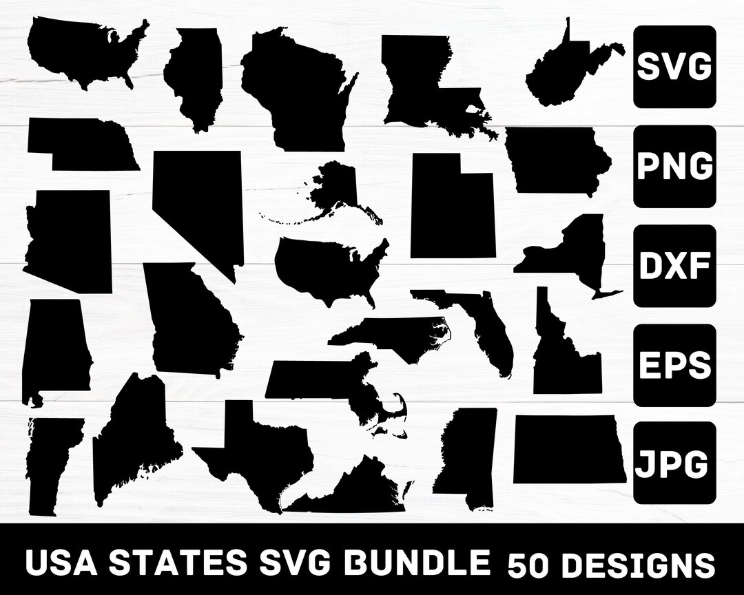 USA States SVG Bundle / 25 States SVG Bundle / Cut Files / Cricut ...