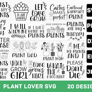 Plant Lover SVG Bundle, Plant Svg, Plant Quotes Svg, Houseplant Svg ...