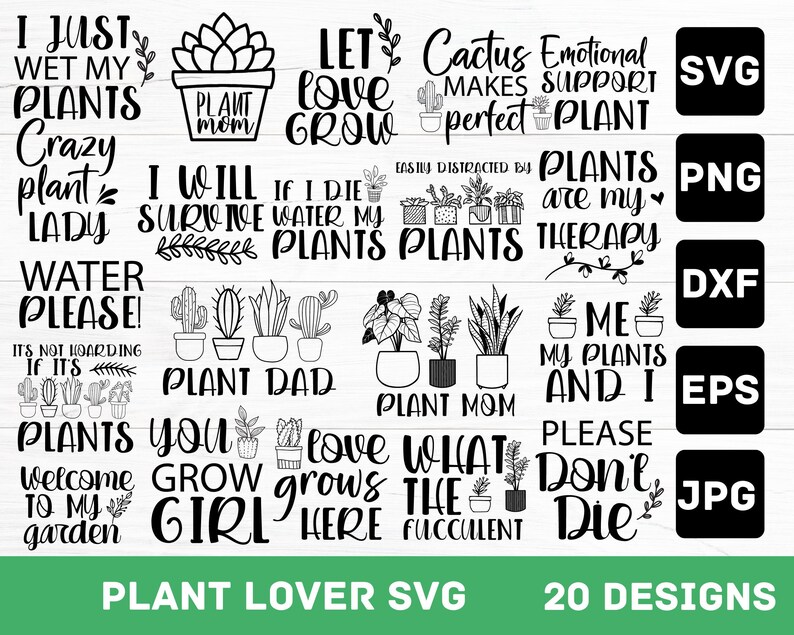 Plant Lover SVG Bundle, Plant Svg, Plant Quotes Svg, Houseplant Svg ...