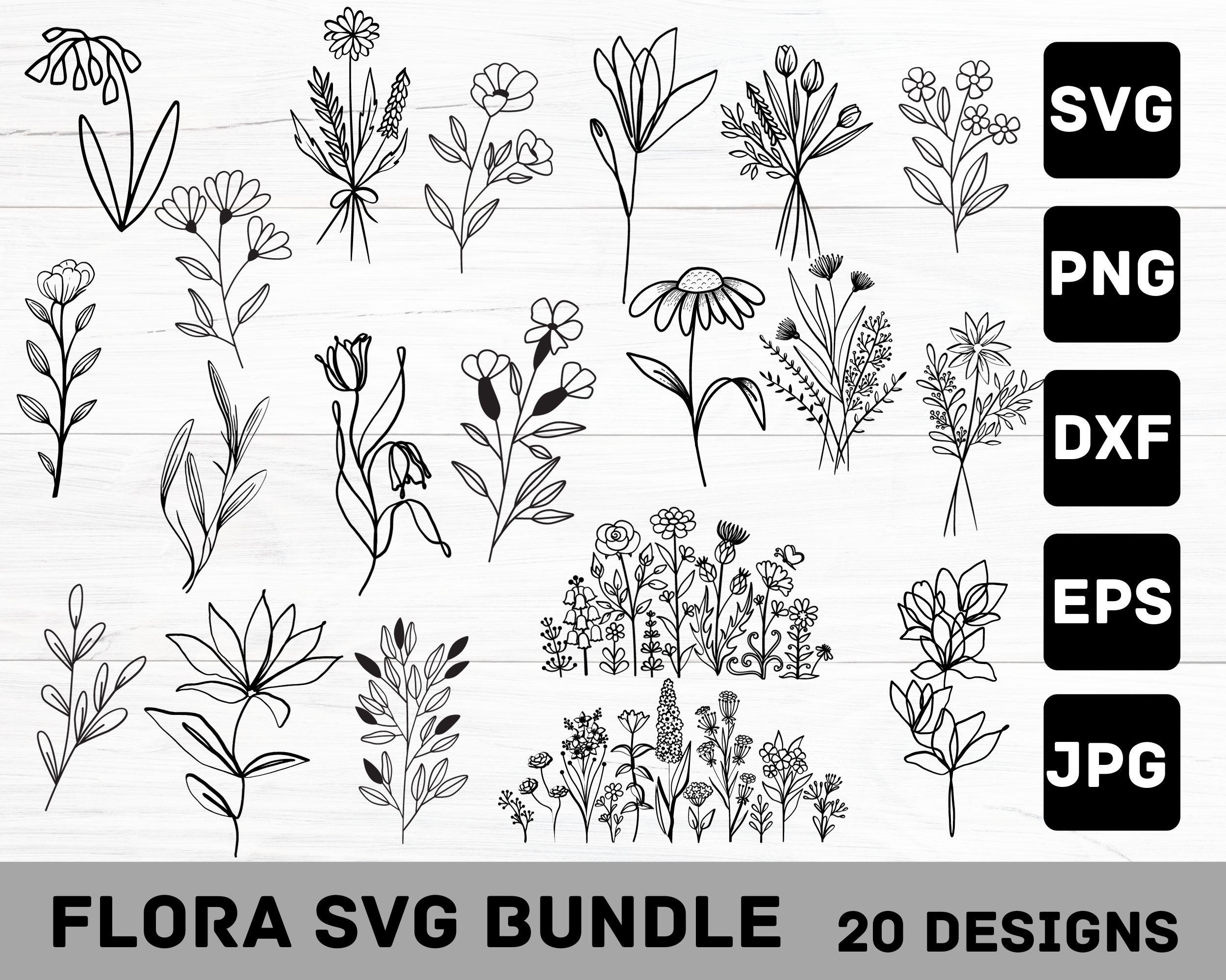 Floral Svg Bundle, Flower Svg Bundle, Flowers Bundle SVG, Wildflower ...