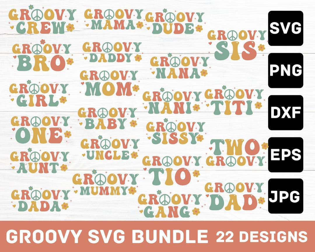 Groovy Family SVG PNG Bundle, Two Groovy Svg, Birthday Svg, Groovy Png ...