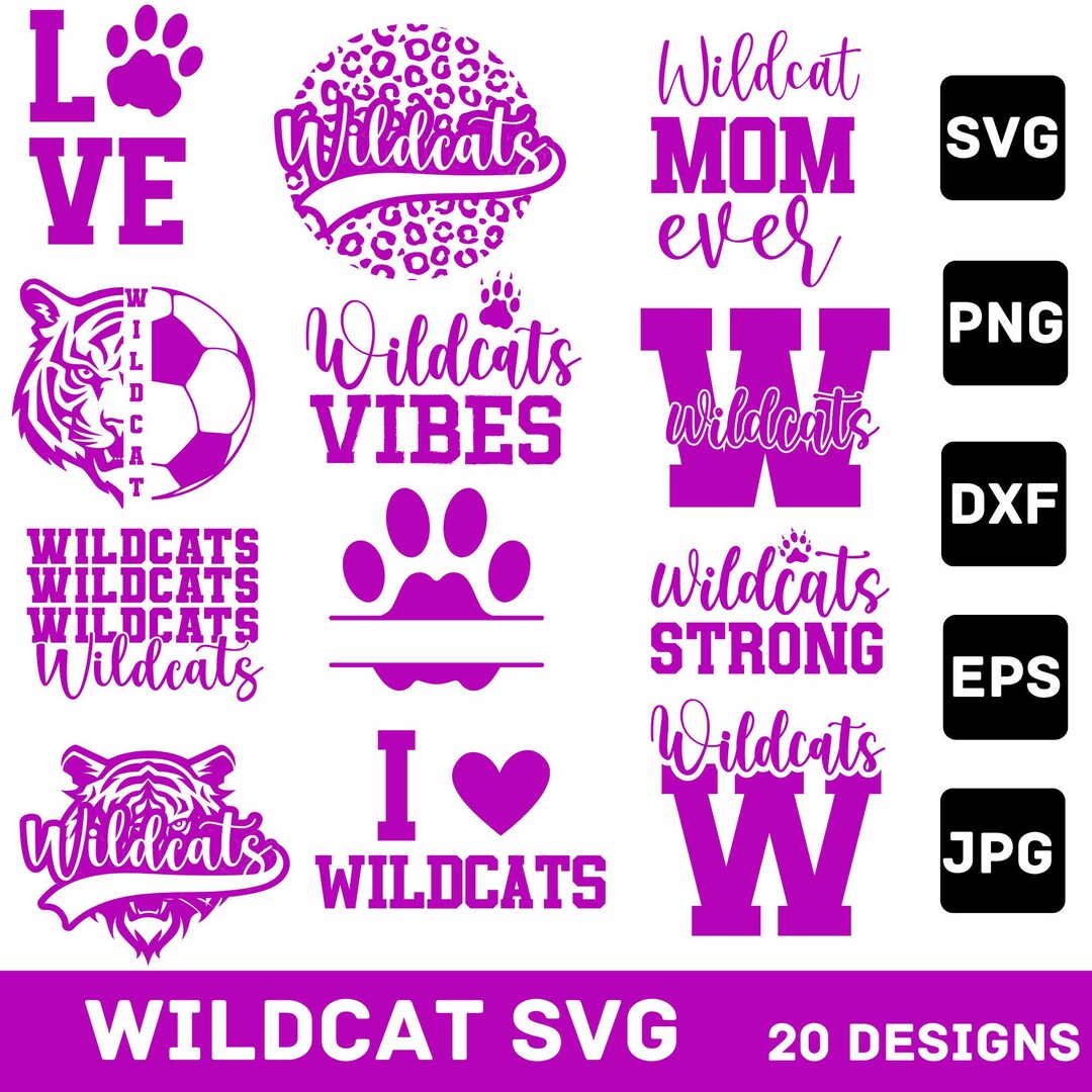 Wildcat SVG Bundle, Wildcat School Spirit SVG, Wildcat Mascot Svg ...