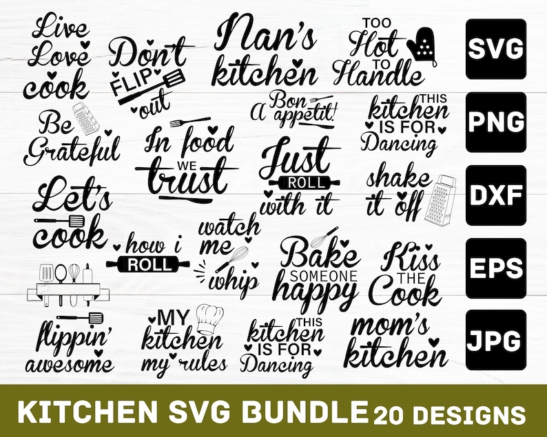 Kitchen Svg Kitchen Svg Bundle Kitchen Monogram Svg Baking Svg,cooking ...