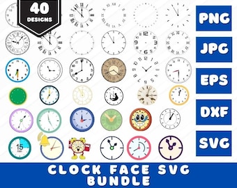 Clock Face Svg, Old Clock Face Svg, Modern Clock Face Design Bundle ...