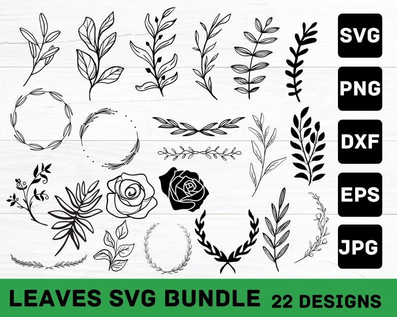Leaves SVG Bundle, Hand Drawn Leaves SVG, Paper Leaves, Leaf Templates ...