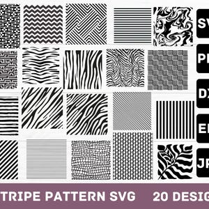 Stripe Pattern SVG, Seamless Pattern Png, Line Print Cut File, Digital ...