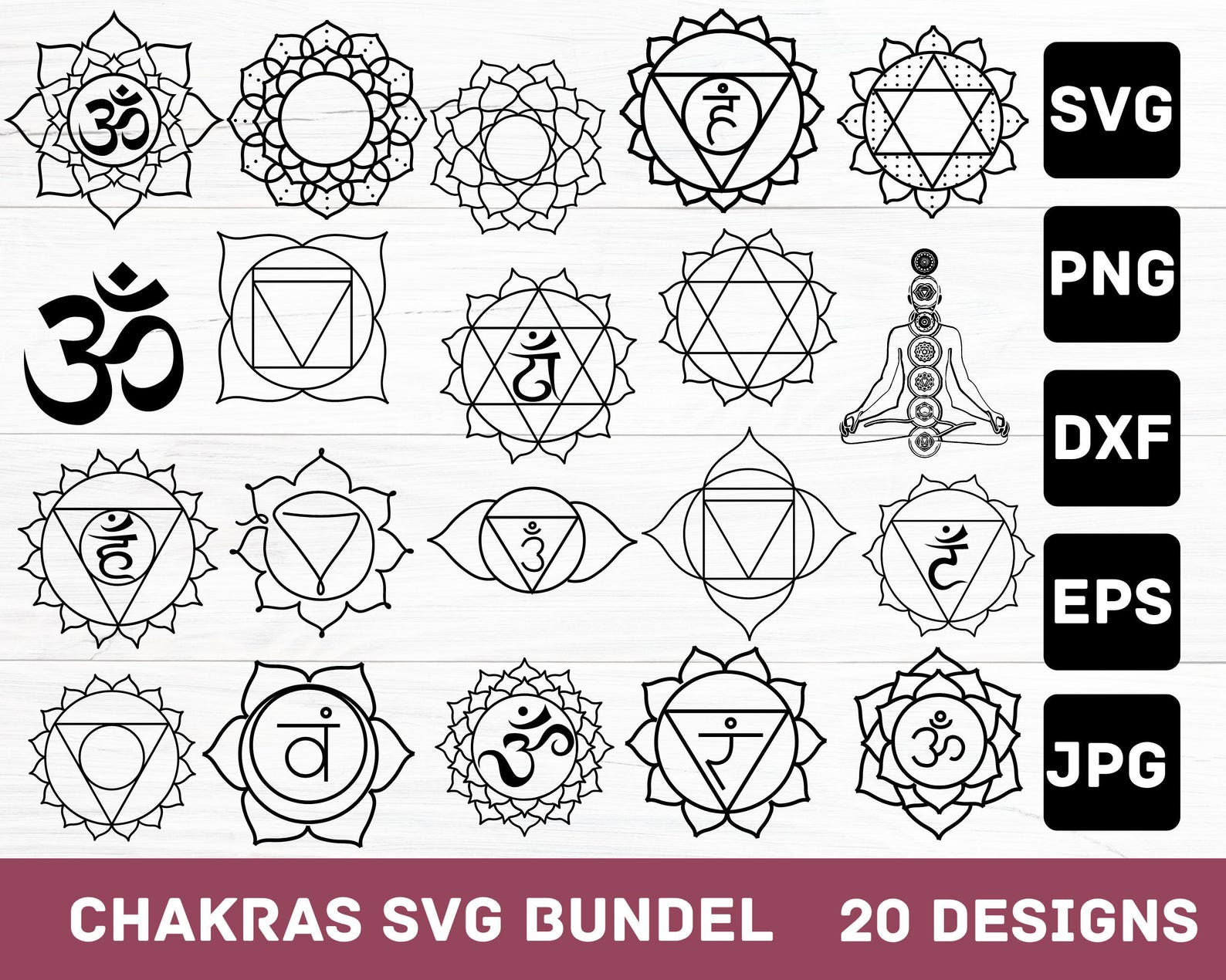 Chakras SVG Files Yoga SVG Buddha Svg Chakra Symbol SVG Chakras Svg for ...