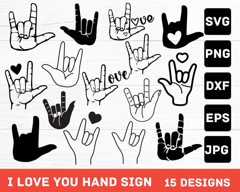 I Love You Hand Sign Svg, ASL, Sign Language Svg. Vector Cut File ...