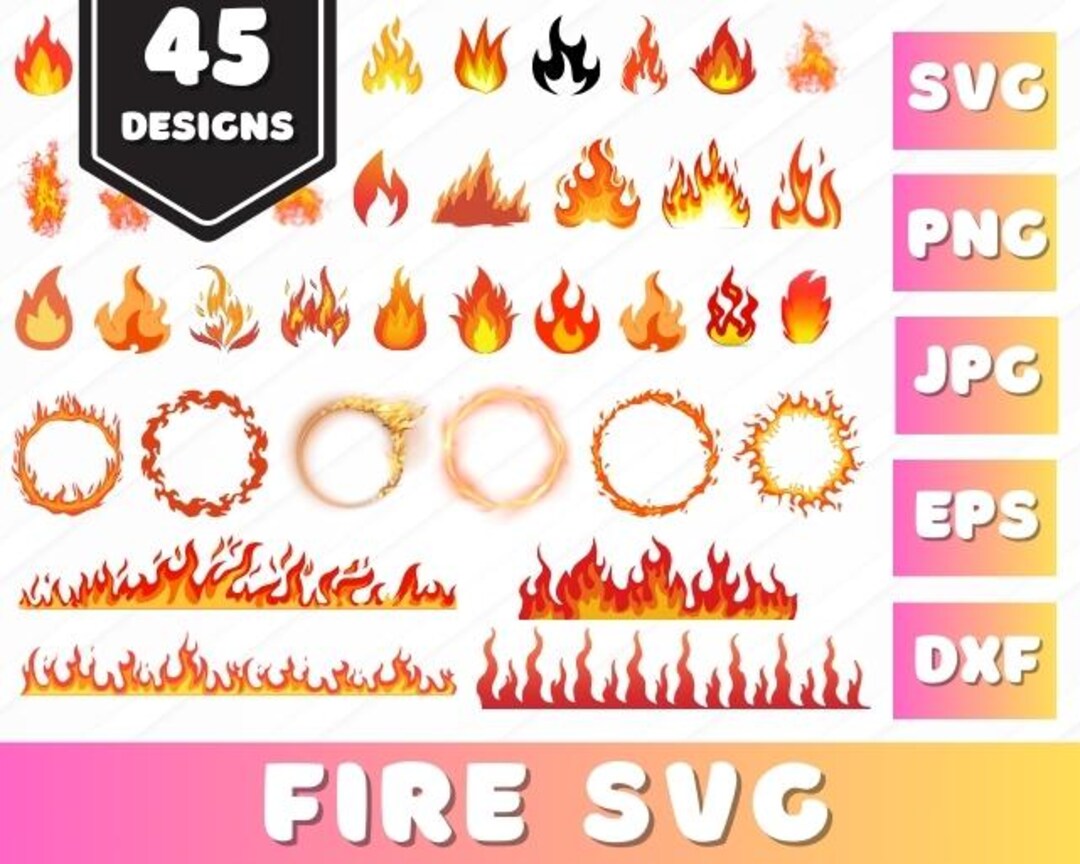 Fire SVG Bundle, Fire Clipart, Fire Svg Files, Fire Flames Svg, Flames ...