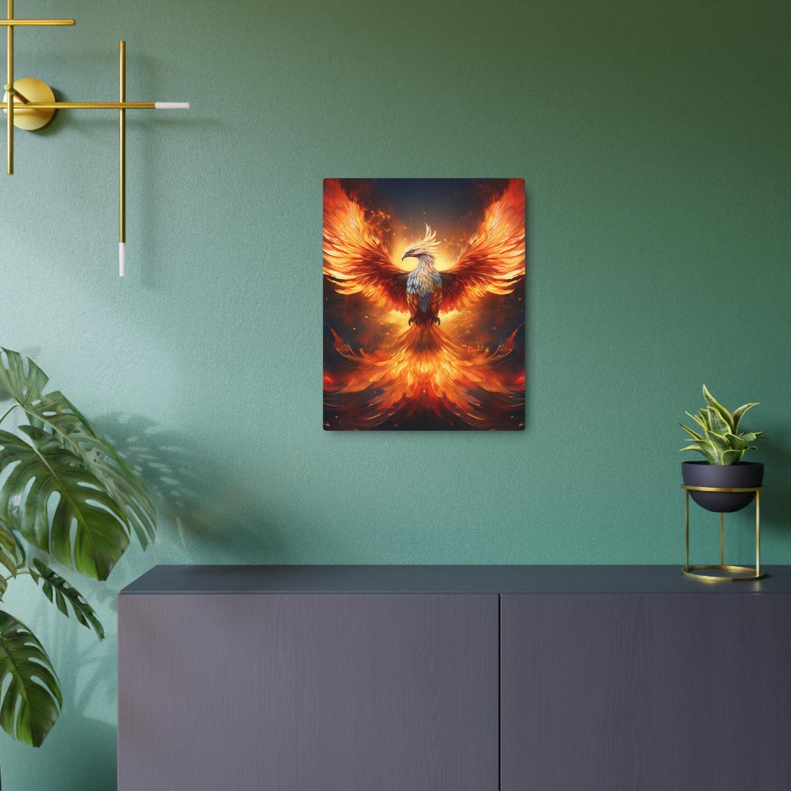 Metal Art Sign, Phoenix Rising Firebird Fantasy Mythical Bird Wall ...