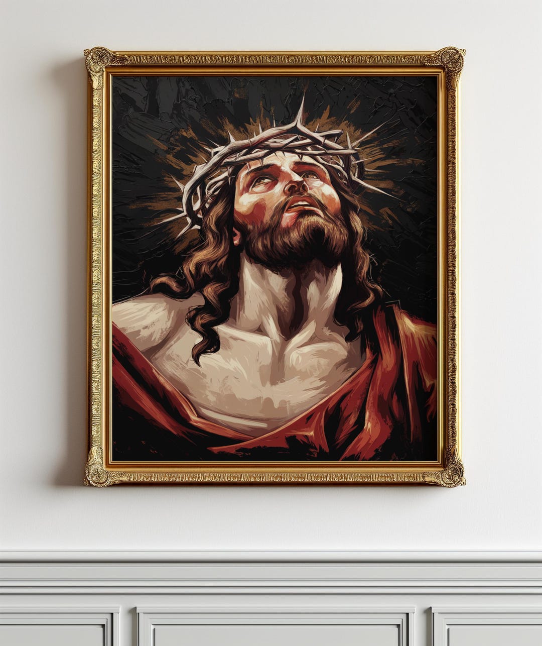 Dramatic Jesus Christ Portrait, Christian Art Print, Digital Download ...