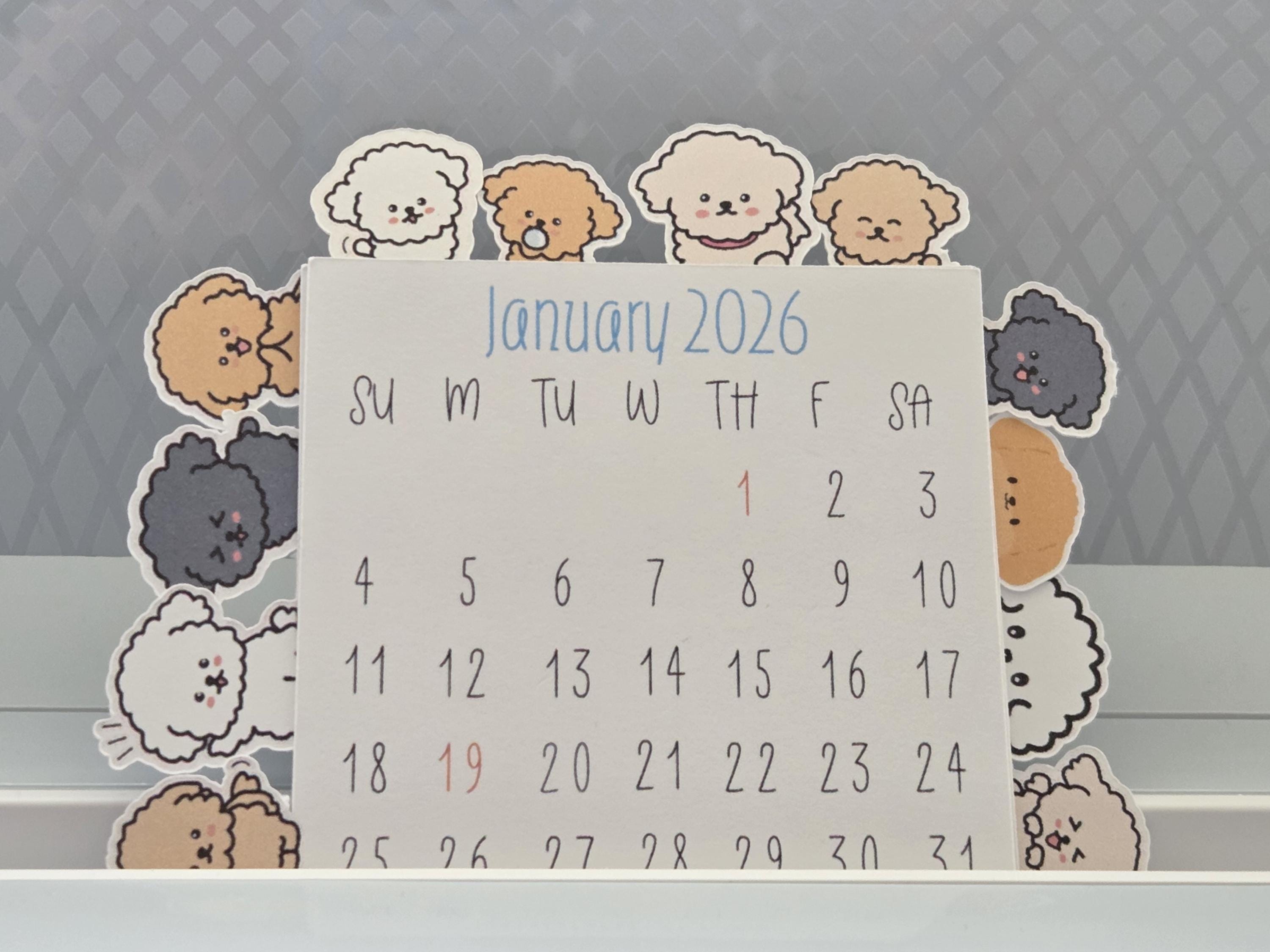 NEW!!!! 2026 Mini Poodle Monthly Calendar, Desktop - Etsy
