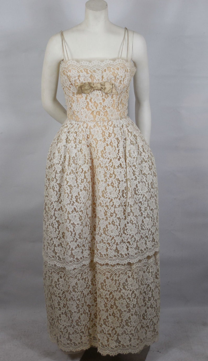 1950 Peggy Hunt Lace Shelf Bust Evening Gown Very Special - Etsy UK