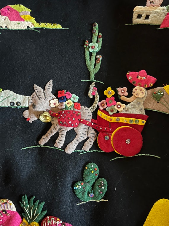 Rare Black 1940's Vintage Mexican Wool Felt Tourist J… - Gem