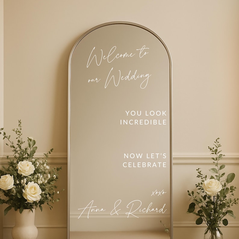 Personalized Wedding Mirror Decal: Elegant Reception Entrance Sign - Etsy