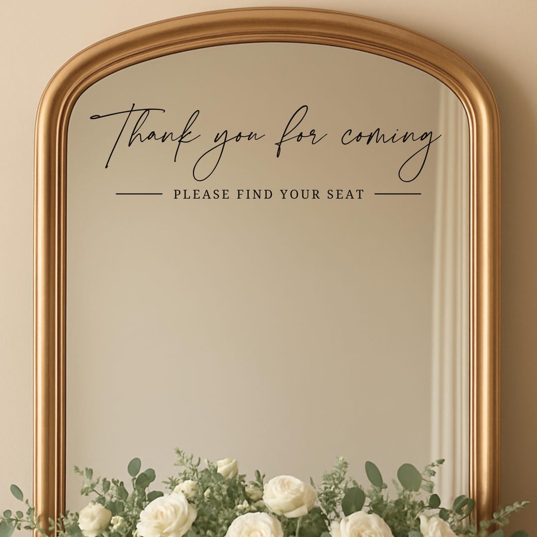 Wedding Mirror Seating Chart Decal: Elegant Reception Welcome Sign - Etsy