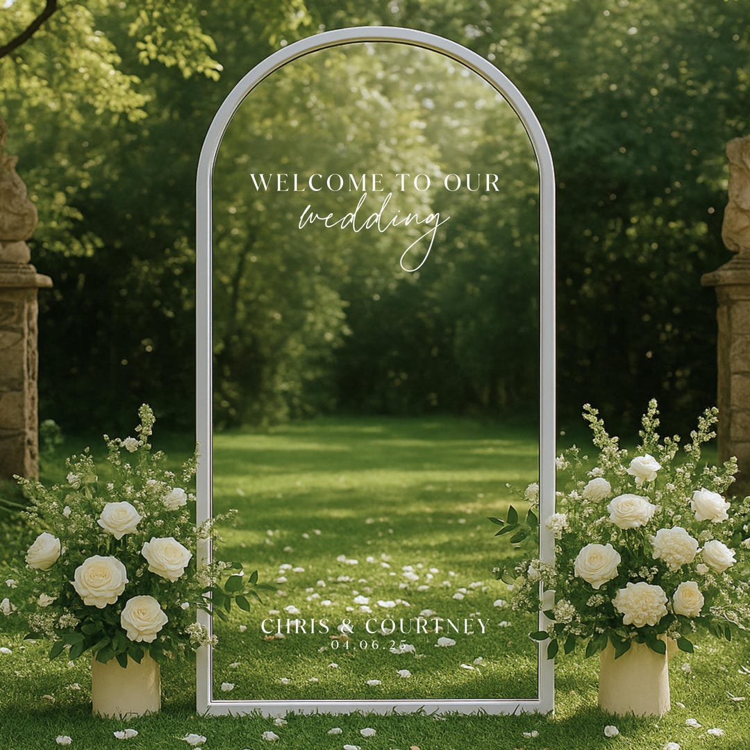 Custom Wedding Mirror Decal – Welcome Sign With Names & Date - Etsy