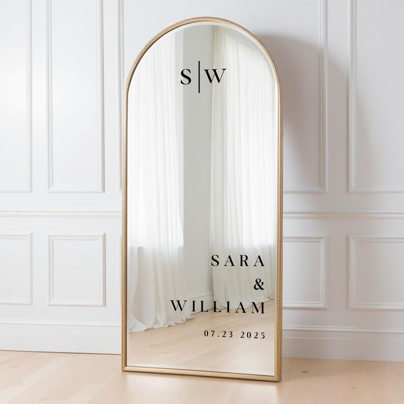 Personalized Wedding Mirror Decal: Custom Names & Date Vinyl Sign - Etsy