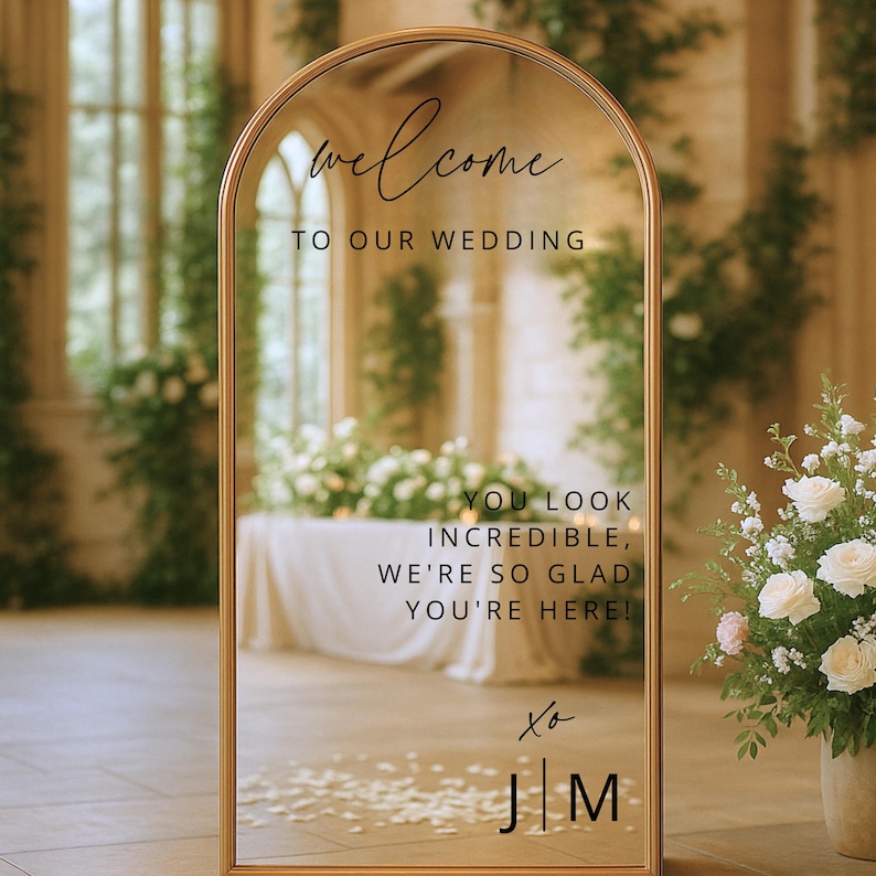 Wedding Welcome Mirror Decal – Custom Vinyl Sticker for Ceremony or ...