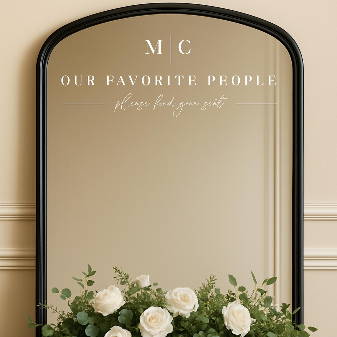 Custom Wedding Seating Chart Mirror Decal: Personalized Initials Vinyl ...