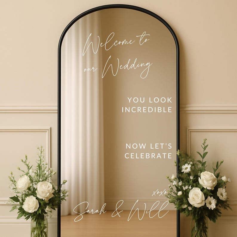 Personalized Wedding Mirror Decal: Elegant Reception Entrance Sign - Etsy