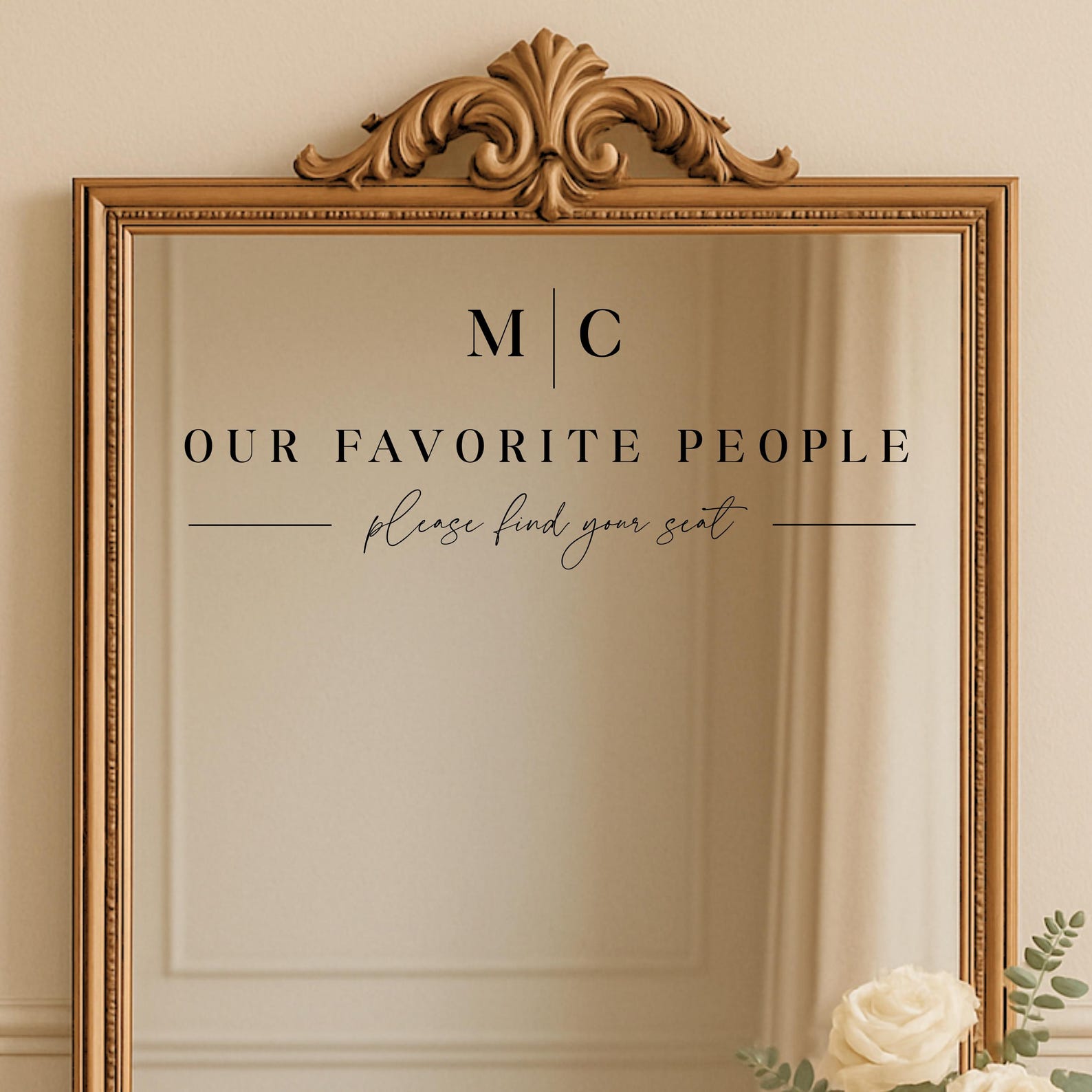 Custom Wedding Seating Chart Mirror Decal: Personalized Initials Vinyl ...