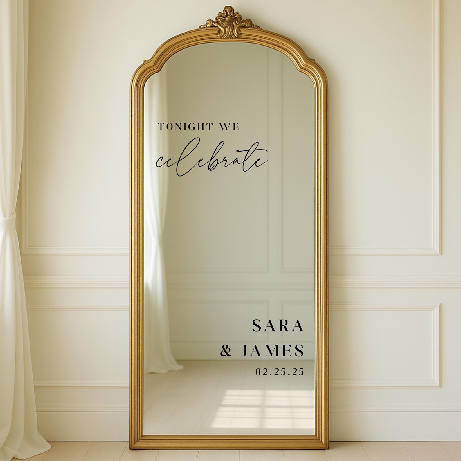 Custom Wedding Mirror Decal – Tonight We Celebrate With Names & Date - Etsy