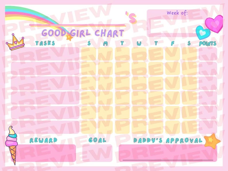 Sticker Chart - Good Girl (11"x8.5") - Etsy
