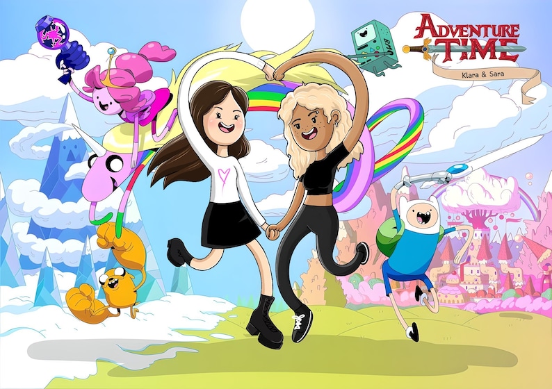 DIGITAL Custom Adventure Time Portrait: Personalized Cartoon ...