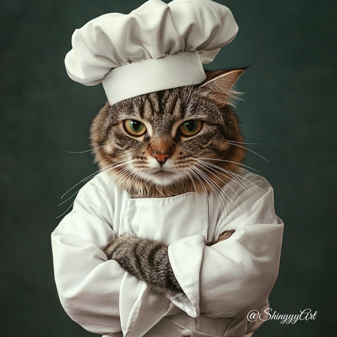 Funny Cat Chef Portrait: Custom Pet Portrait Art (digital Download ...