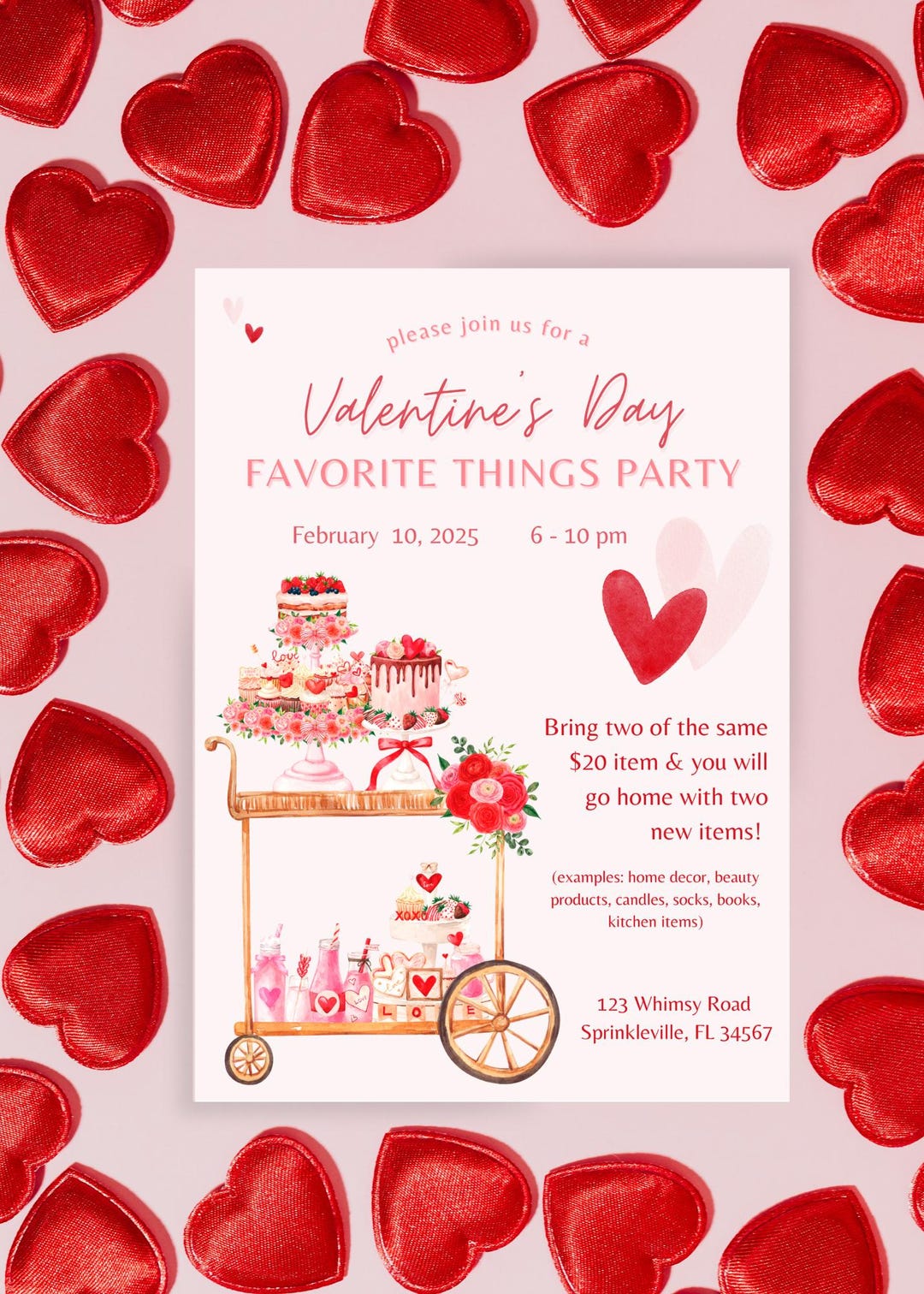 Valentine's Day Party Invitation Template, Favorite Things Party ...