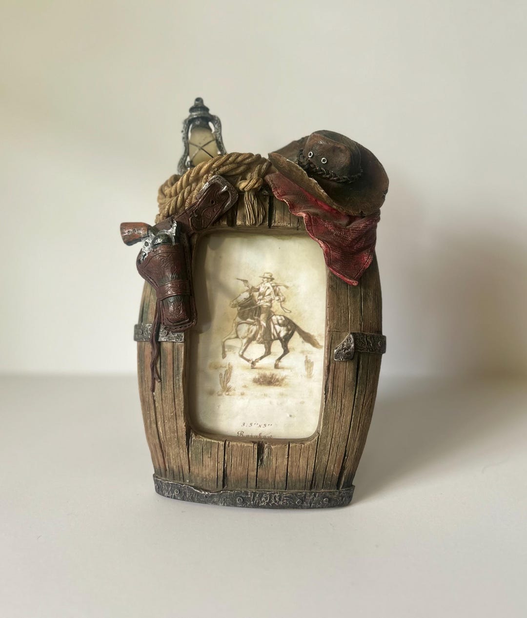 Vintage Western Cowboy Barrel Photo Frame | Rustic Rodeo Picture Frame ...