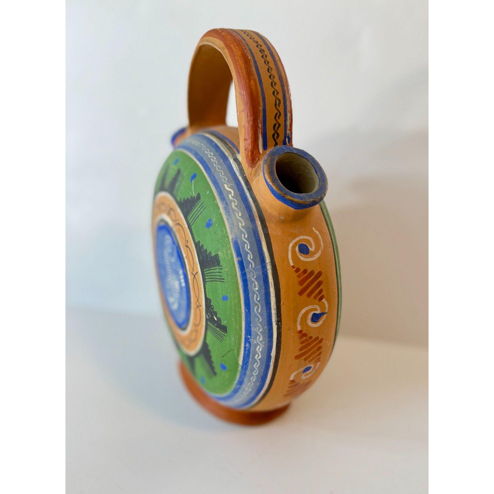 1933 Hand-painted Mexican Folk Pottery Canteen | Nuevo Laredo Jug ...