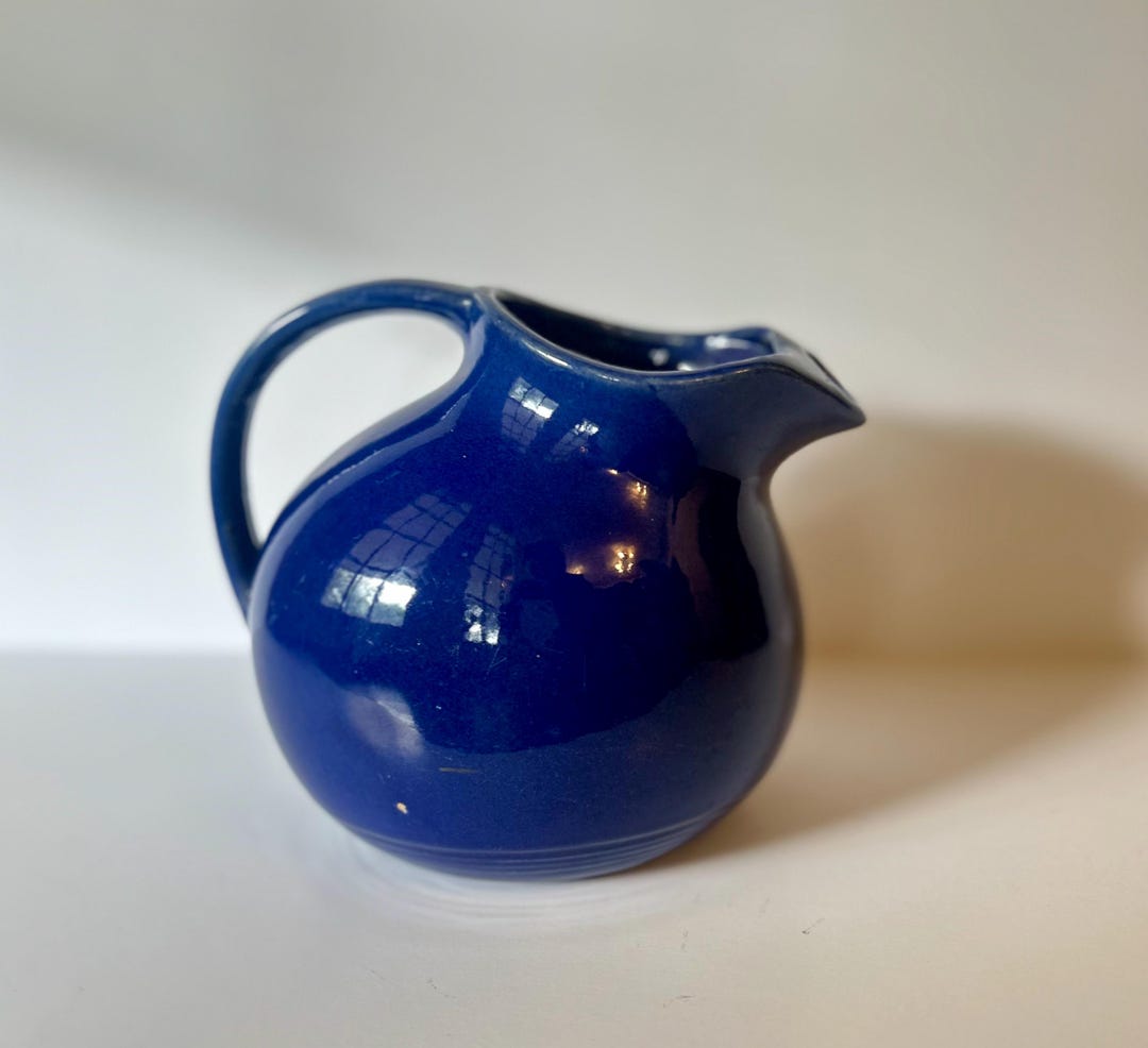 Vintage Mccoy Pottery Pitcher: Cobalt Blue Art Deco Globe Jug - Etsy