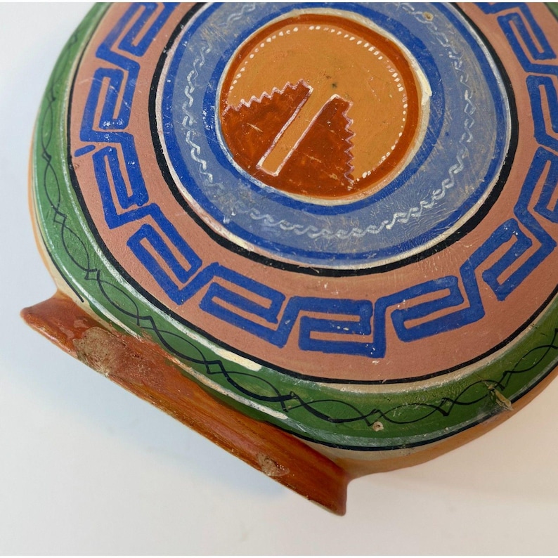 1933 Hand-painted Mexican Folk Pottery Canteen | Nuevo Laredo Jug ...