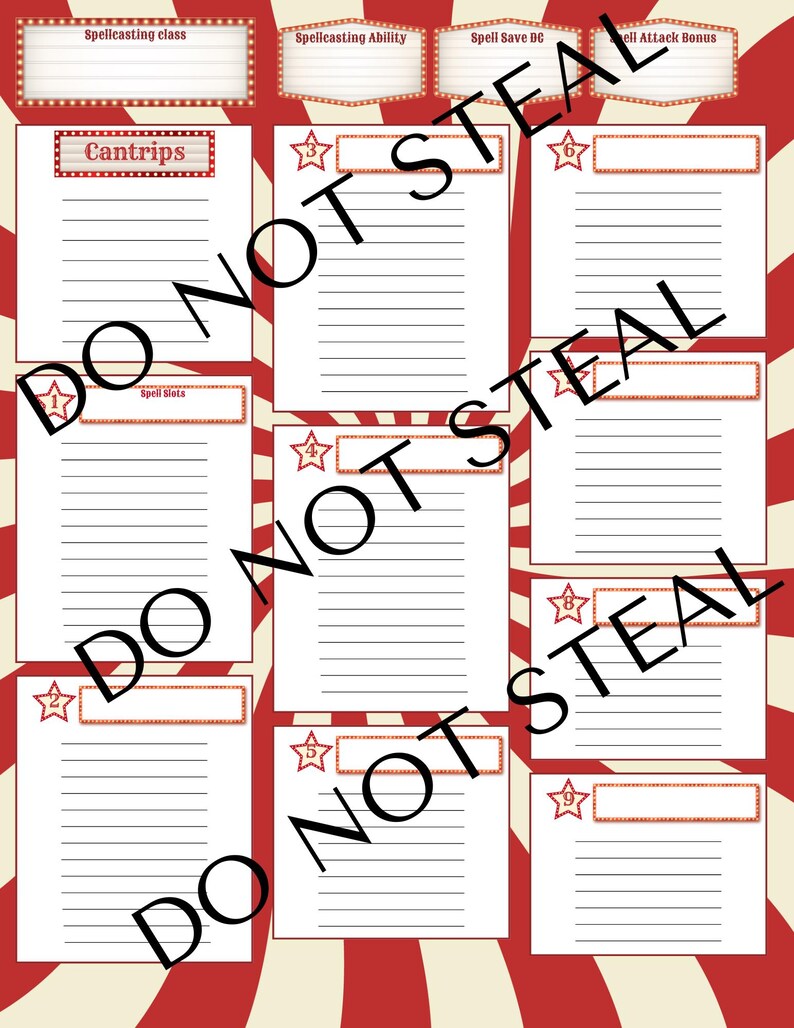 Dnd Circus Character Sheet - Etsy