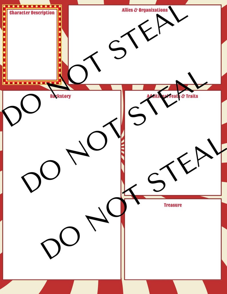Dnd Circus Character Sheet - Etsy