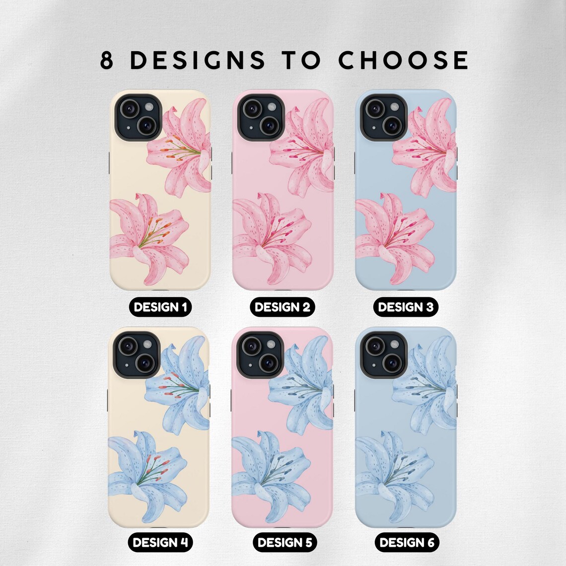 Lily Phone Case in 6 Floral Styles for iPhone X to 17 Samsung Galaxy - Etsy