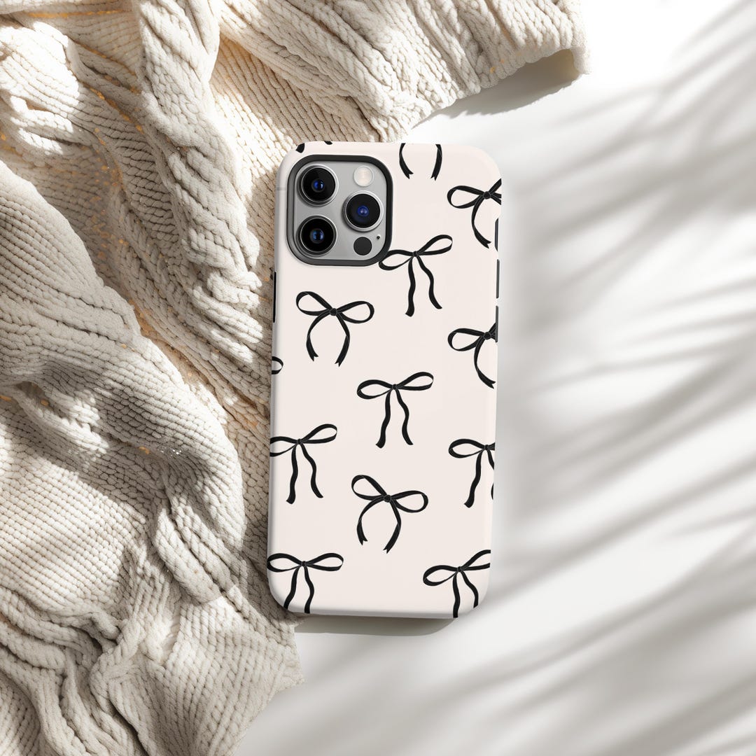 Aesthetic Ribbon Bow Case Pink Bow Coquette Phone Case Black Bow Phone ...