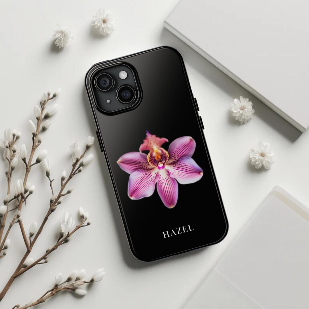 Orchid Phone Case Reversed Style Custom Name iPhone X to 17 and Samsung ...