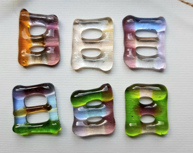 6 Pcs Multicolor Murano Glass Buttons, Fused Glass Buttons, Set of ...